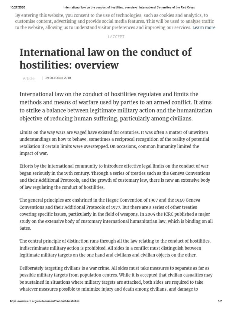 Conduct of Hostilities | PDF | International Humanitarian Law | Civilian