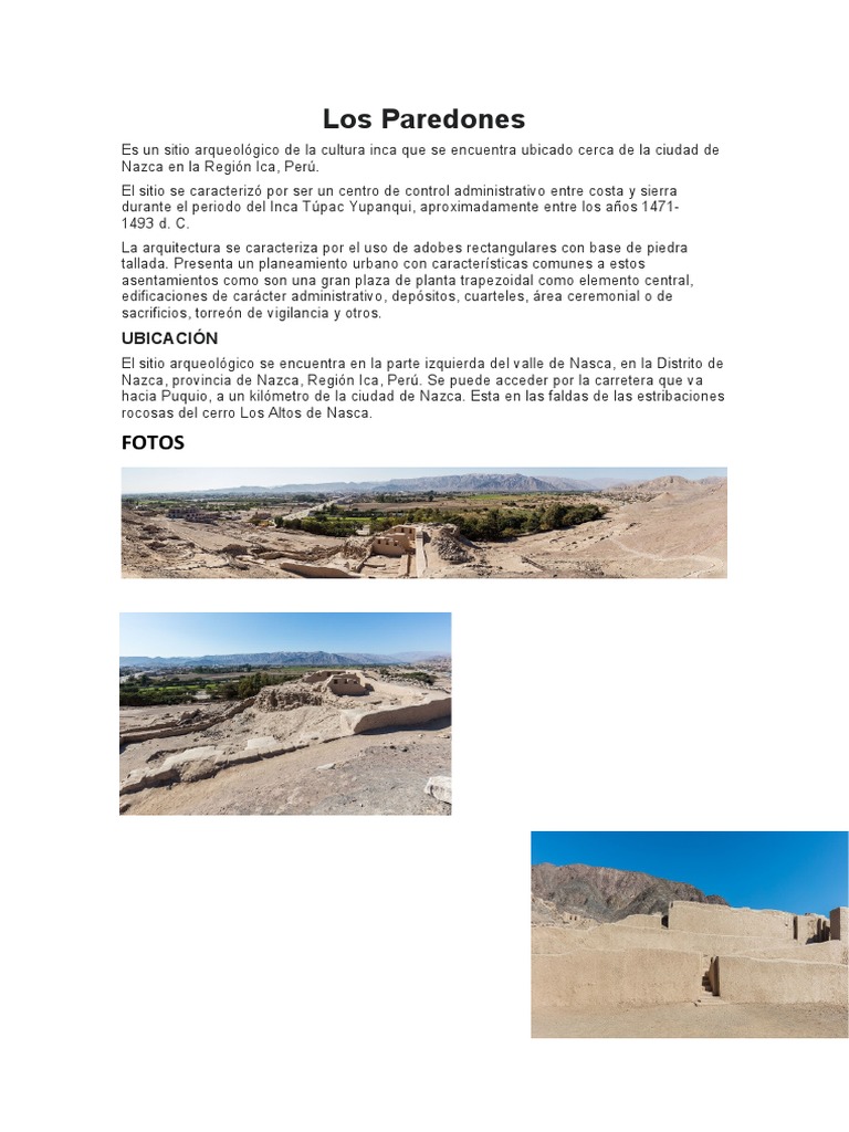 Paredones: Centro Inca en Nazca, Perú | PDF | Arqueología | Biblioteca ...
