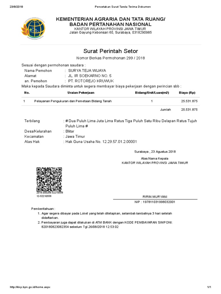 Surat Perintah Setor | PDF