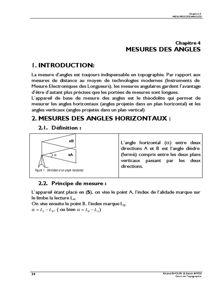 Mesure des Angles en Topographie | PDF | Angle | Espace