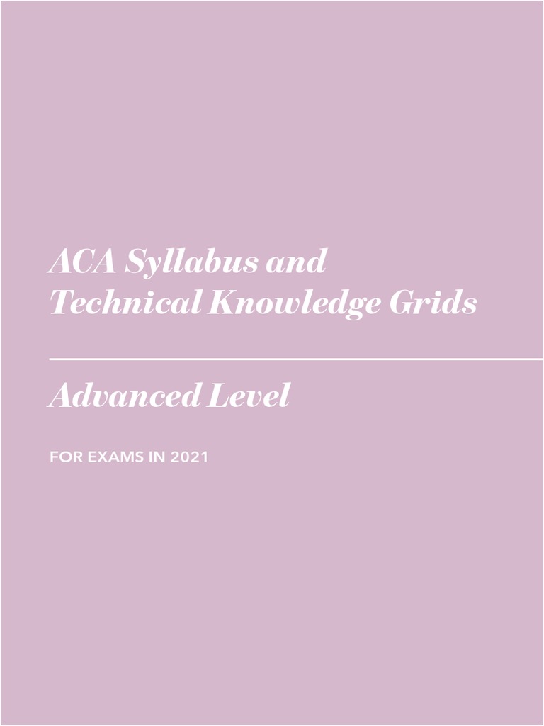 2021 ACA Syllabus Handbook - Advanced | PDF | Accounting | Artificial ...