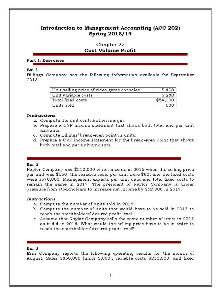 Ch 22 Exercises Problems Pdf Management Accounting Business Economics