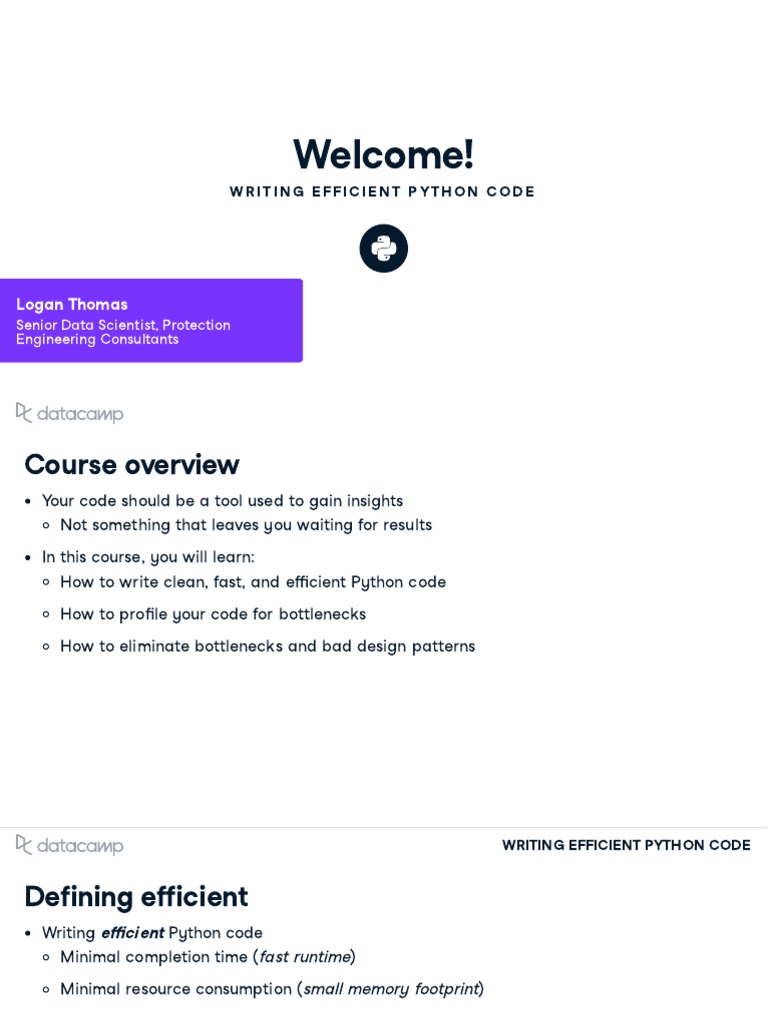 Foundations For Efficiencies Writing Efficiency Code With Python | PDF ...