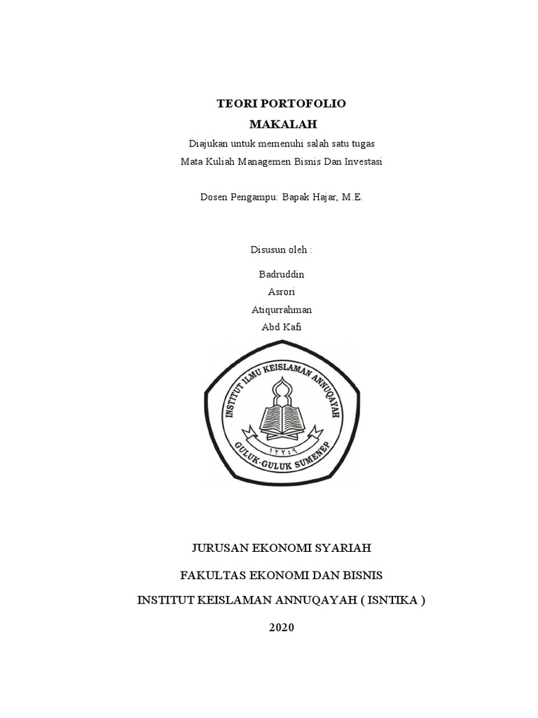 Makalah Teori Portofolio 1 | PDF | Karier & Perkembangan