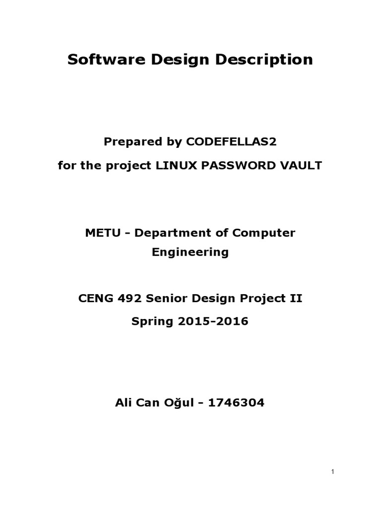 Software Design Description: Prepared by CODEFELLAS2 For The Project ...