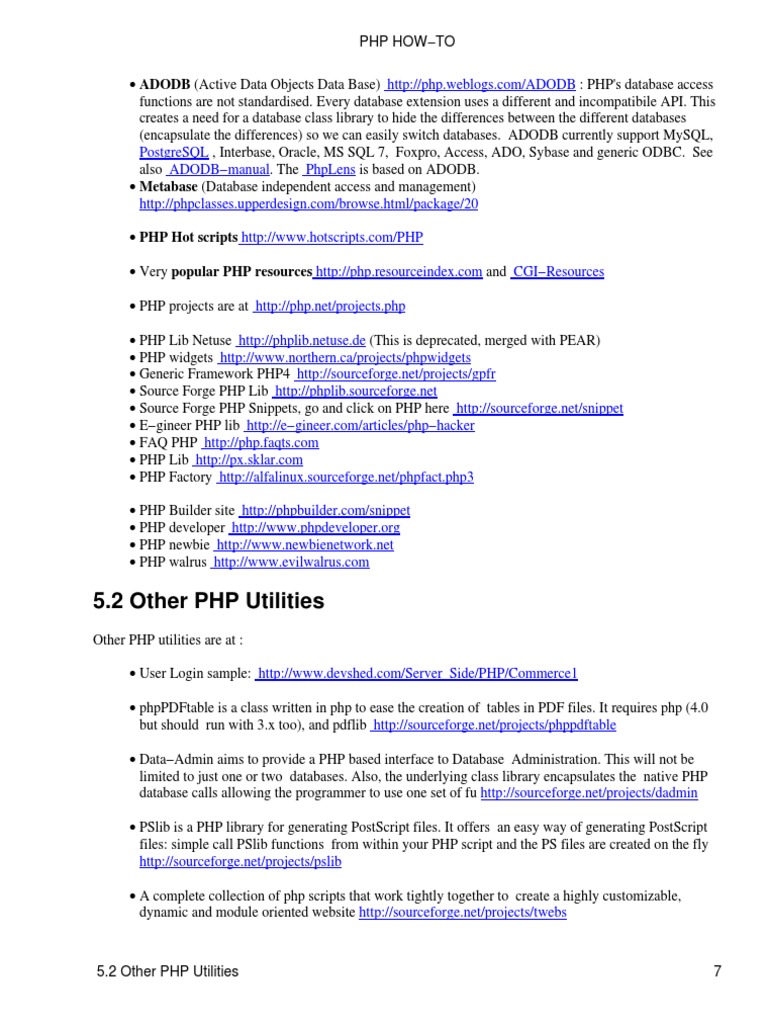 52 Other Php Utilities Adodb Active Data Objects Data Base Pdf Php Scripting Language 