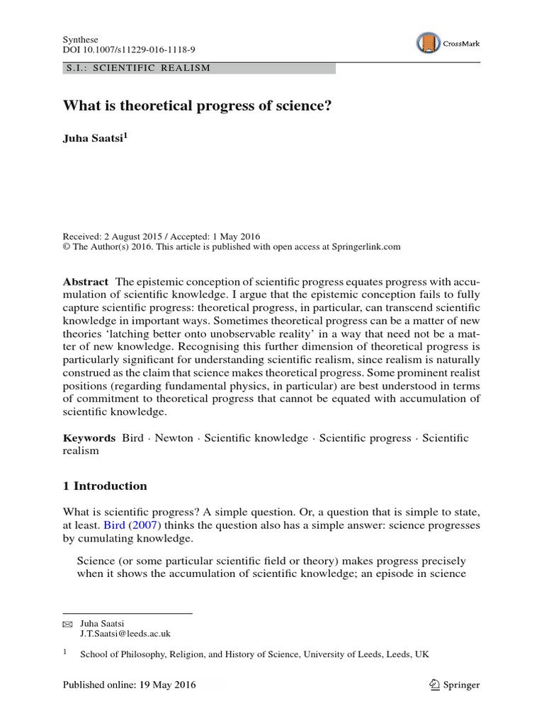 What Is Theoretical Progress of Science?: Juha Saatsi | PDF ...