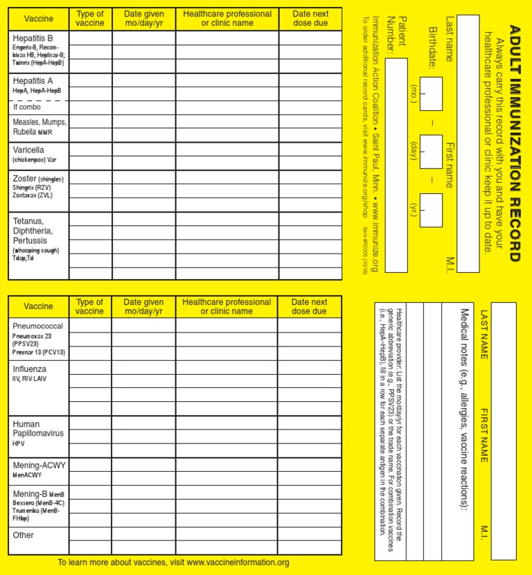 Vaccination Card | PDF | Vaccines | Immunology