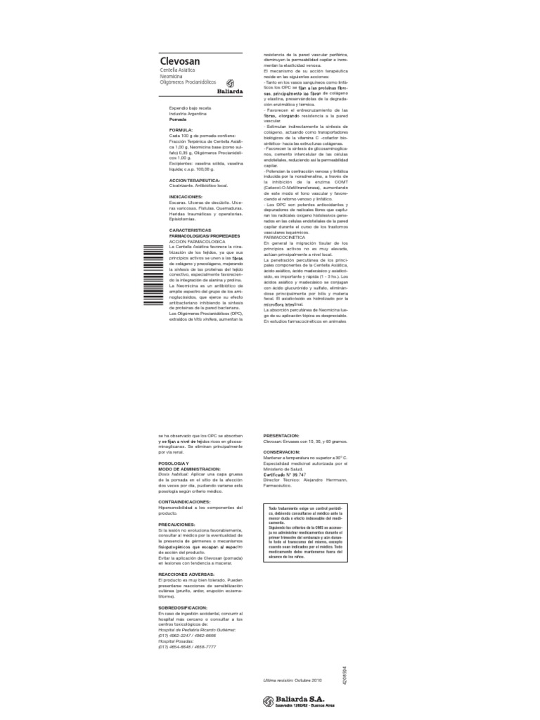 Clevosan Pomada | PDF | Especialidades Medicas | Medicina CLINICA