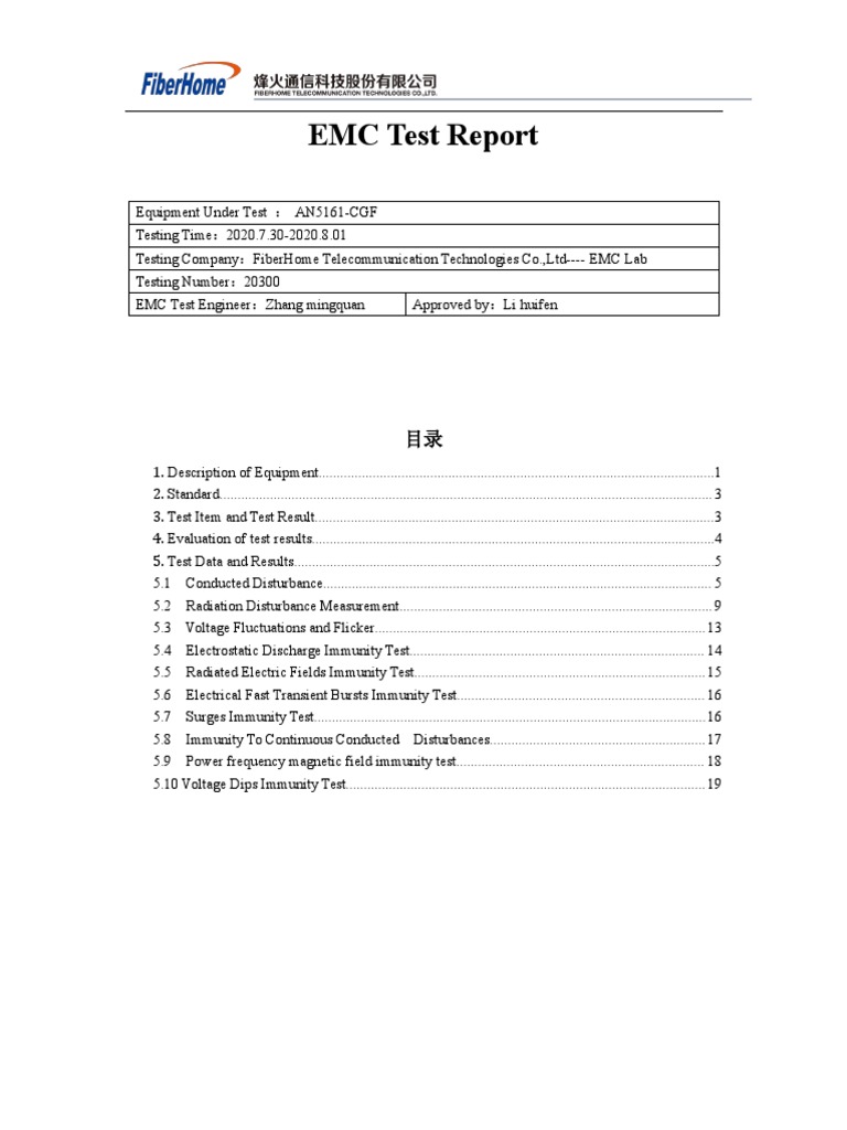 EMC Test Report For AN5161-CGF | PDF | Antenna (Radio ...