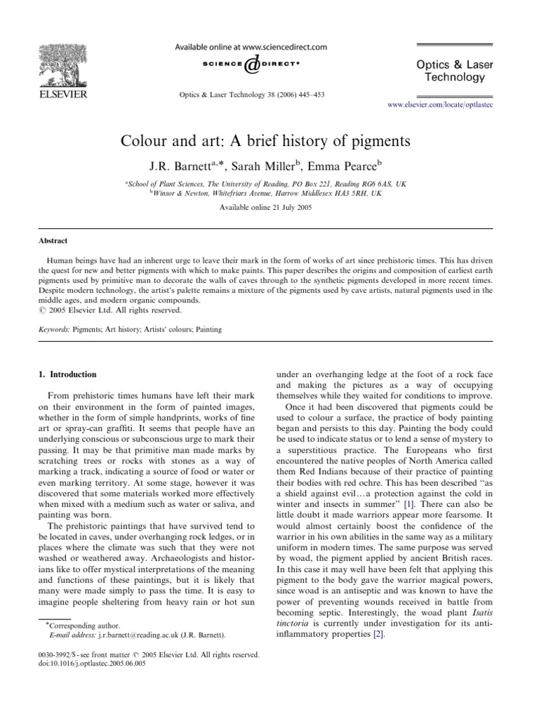 Colour and Art A Brief History of Pigment | PDF | Pigment | Paint