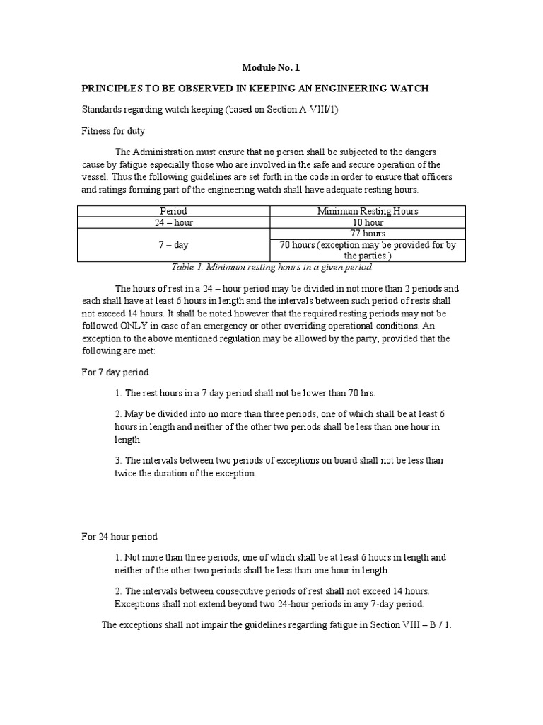 Module No. 1 Principles To Be Observed in Keeping An Engineering Watch ...
