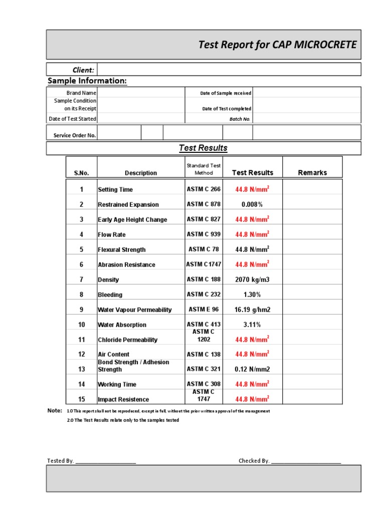 Grout Physical Test Report | PDF | Civil Engineering | Building Engineering