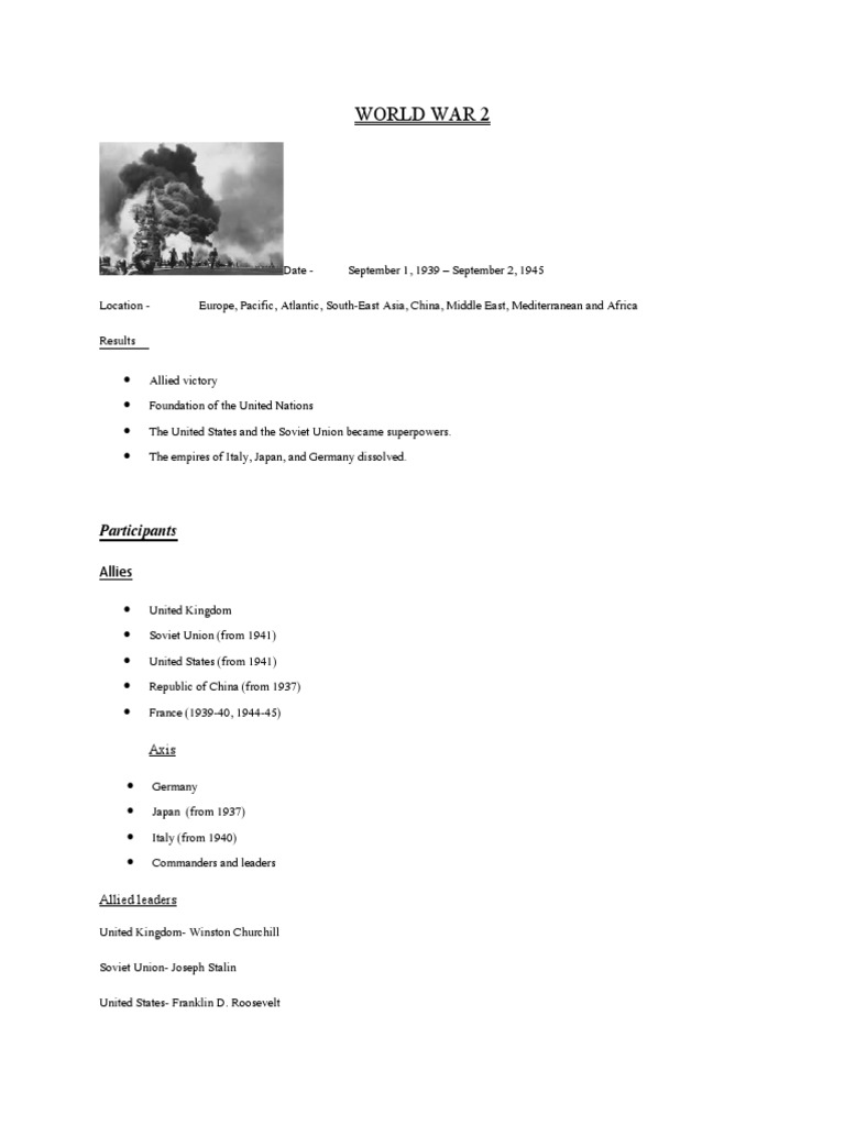 World War 2: Participants | PDF | Allies Of World War II | Axis Powers