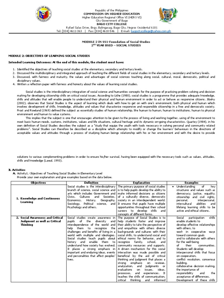 Module 2 in Foundation of Social Studies | PDF | Critical Thinking ...