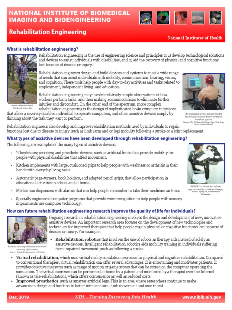 Rehabilitation Engineering Fact Sheet PDF | PDF | Prosthesis | Physical ...