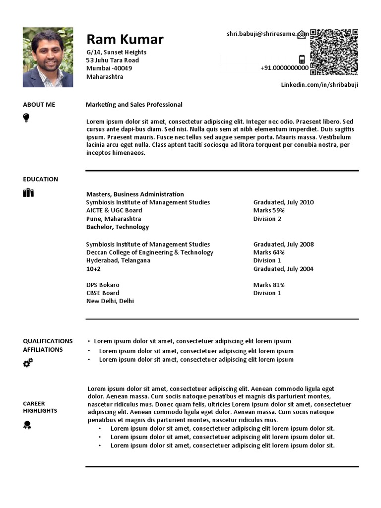 Sample Lean and Cool Resume | PDF
