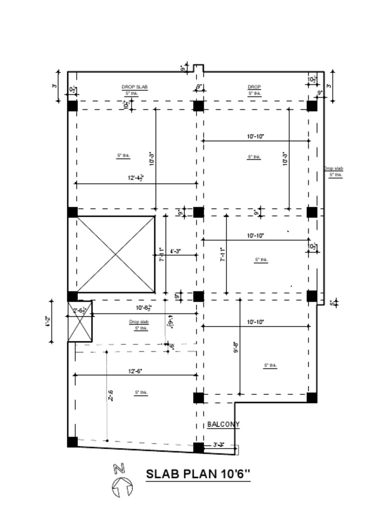 Slab Plan Showing Multiple Drop Slabs of Varying Dimensions and Depths ...