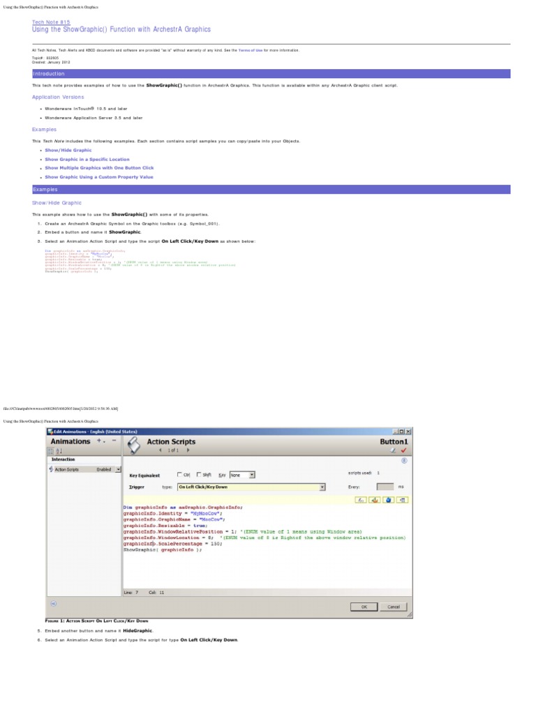 Tech Note 815 - Using The ShowGraphic Function With Archestra Graphics PDF | PDF | Button ...
