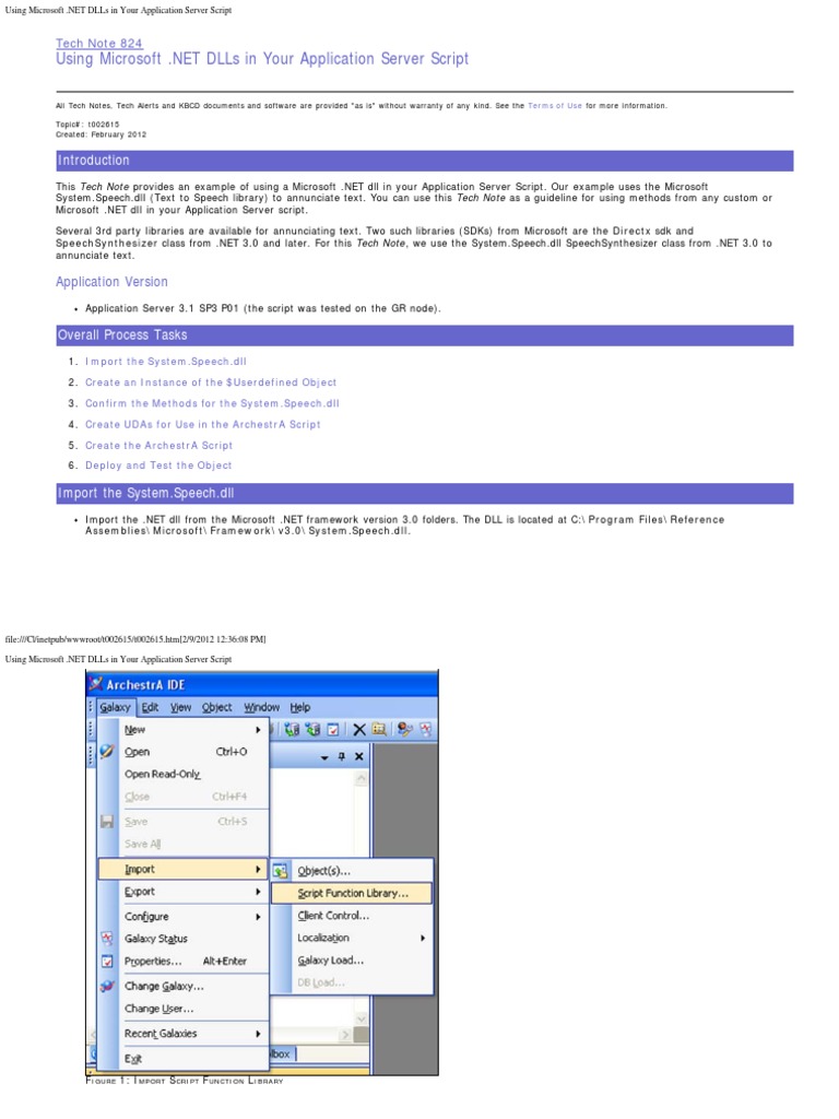 Tech Note 824 - Using Microsoft .NET DLLs in Your Application Server Script | PDF | Scripting ...
