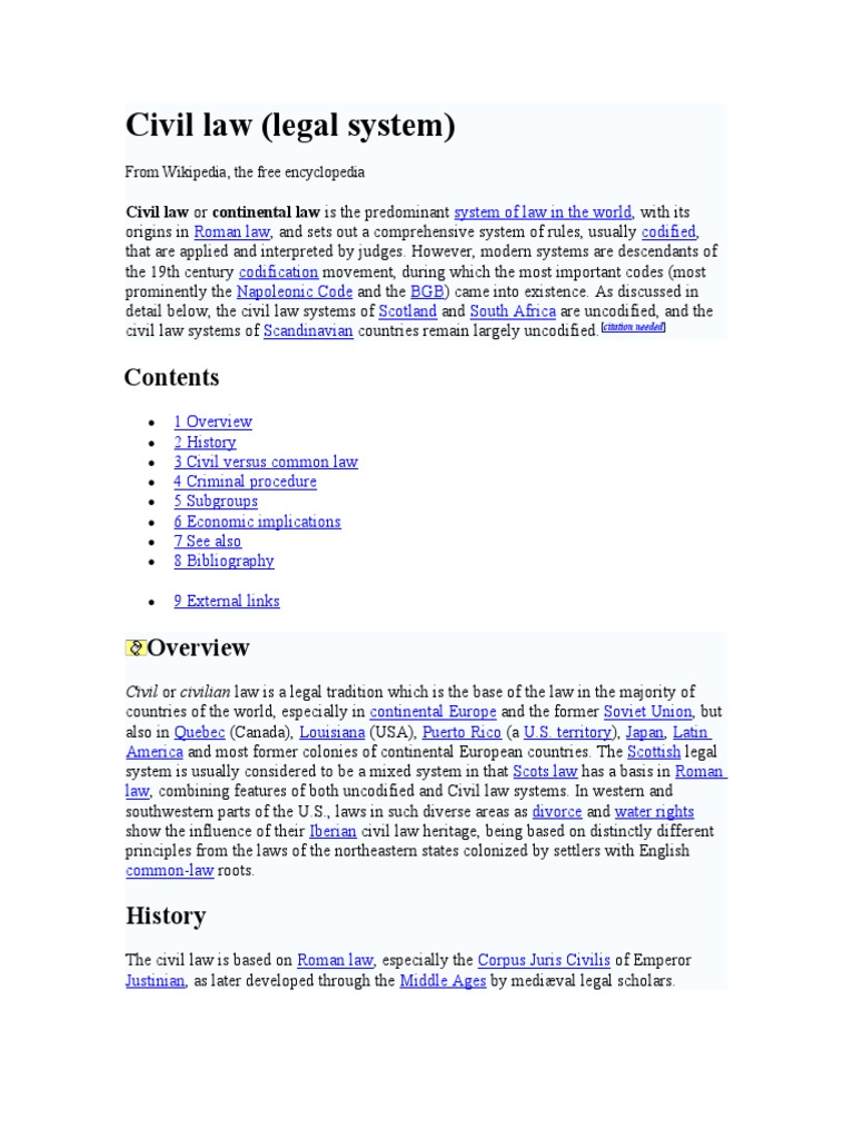 Civil Law System | PDF | Civil Law (Legal System) | Codification (Law)