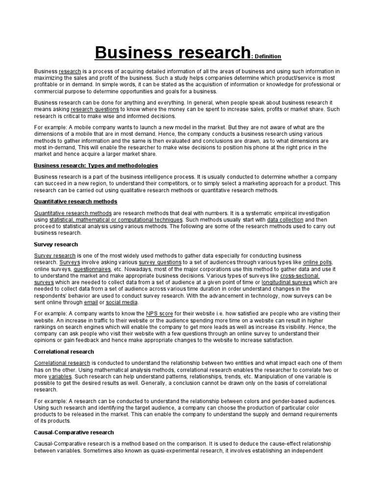 Business Research:: Definition | PDF | Survey Methodology | Interview