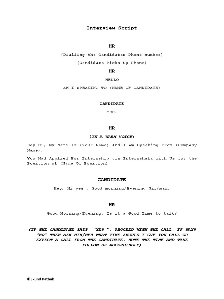 Interview Script: Candidate | PDF | Business