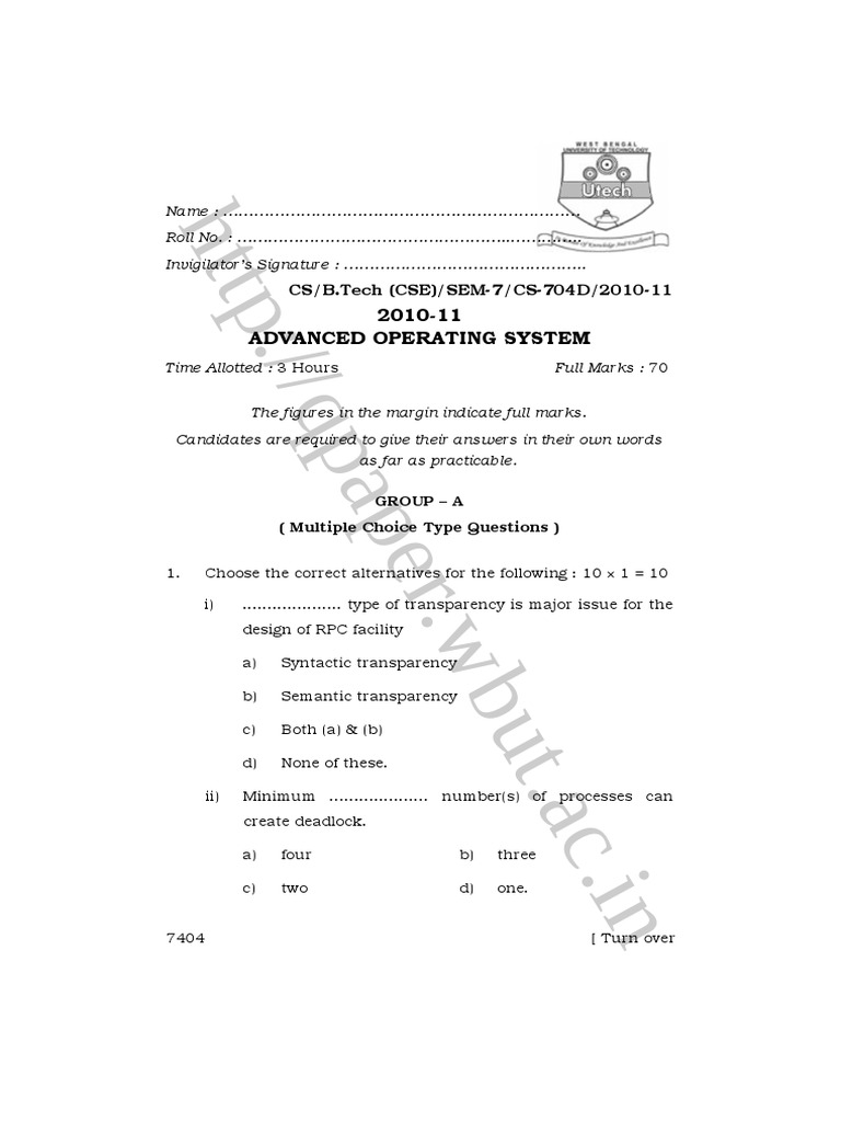 HT TP: //qpa Pe R.W But .Ac .In: 2010-11 Advanced Operating System | PDF | Distributed Computing ...