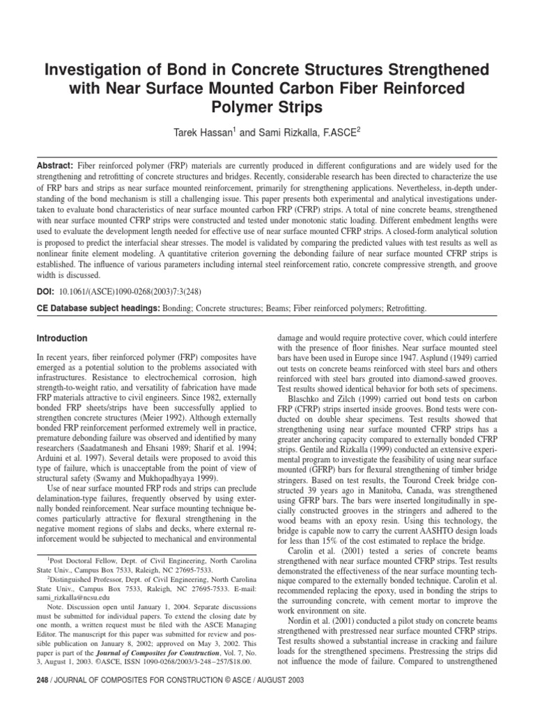 Bond CFRP | PDF | Fibre Reinforced Plastic | Reinforced Concrete