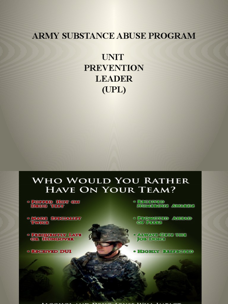 Army Substance Abuse Program Unit Prevention Leader (UPL) | PDF | Drug ...