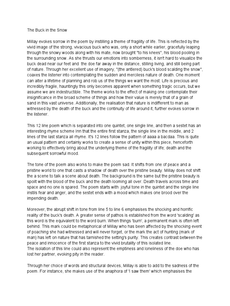 The Buck in The Snow | PDF | Poetry