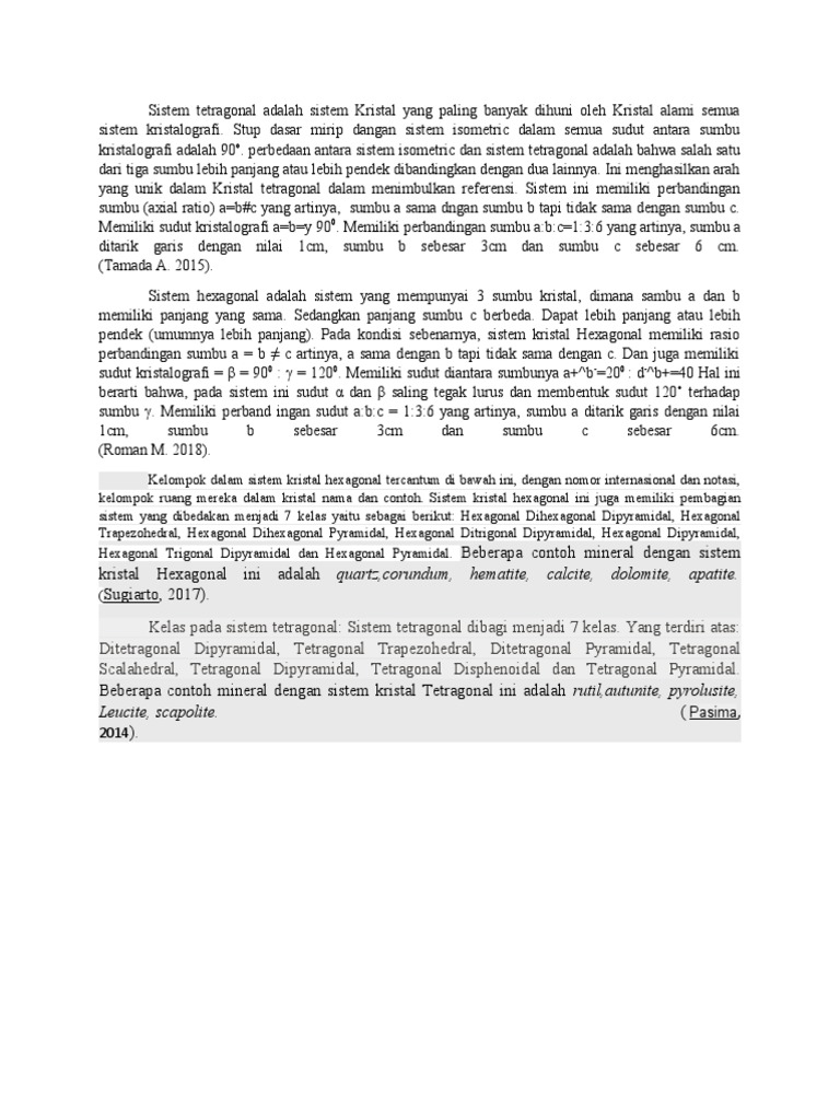 Sistem Kristal Tetragonal dan Kelasnya | PDF