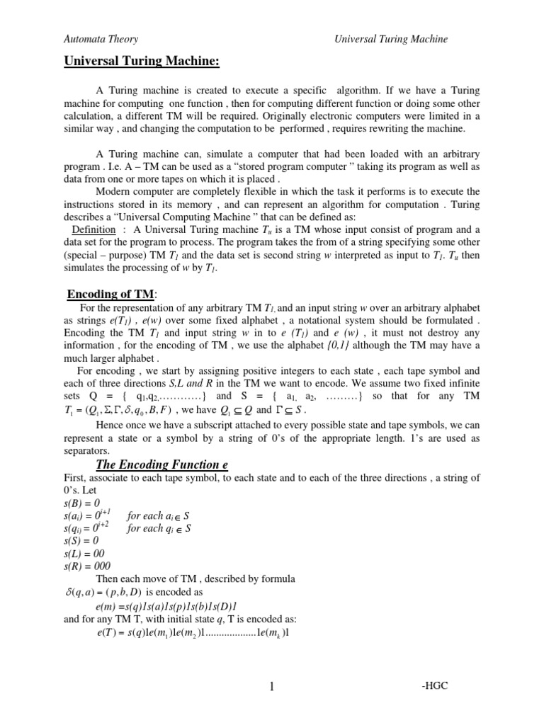 Universal Turing Machine Pdf Computer Program Programming