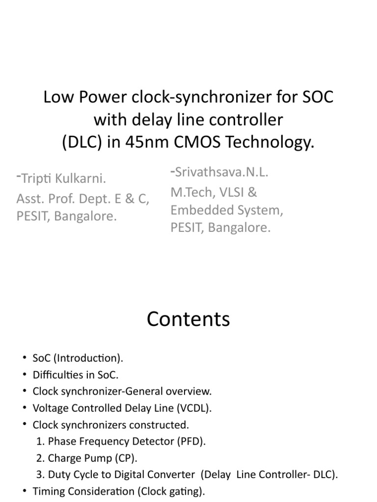 Low Power Clock-Synchronizer For SOC With Delay Line Controller (DLC ...