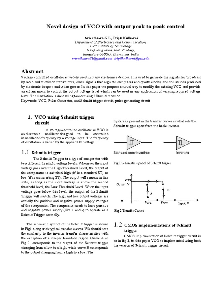 Novel Design of VCO With Output Peak To Peak Control: 1. VCO Using ...