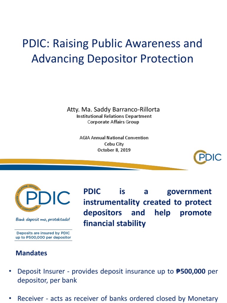 Depositor's Protection and Awareness - Atty. Ma. Saddy Ena Rillorta ...