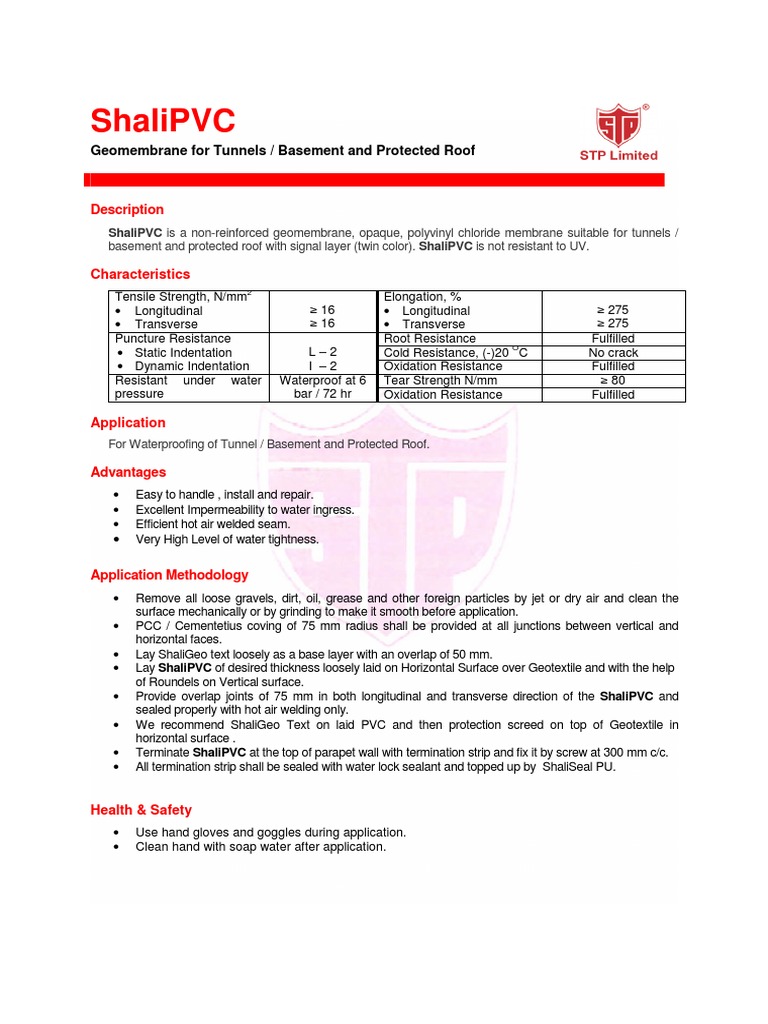 STP Shali PVC | PDF | Roof | Polyvinyl Chloride