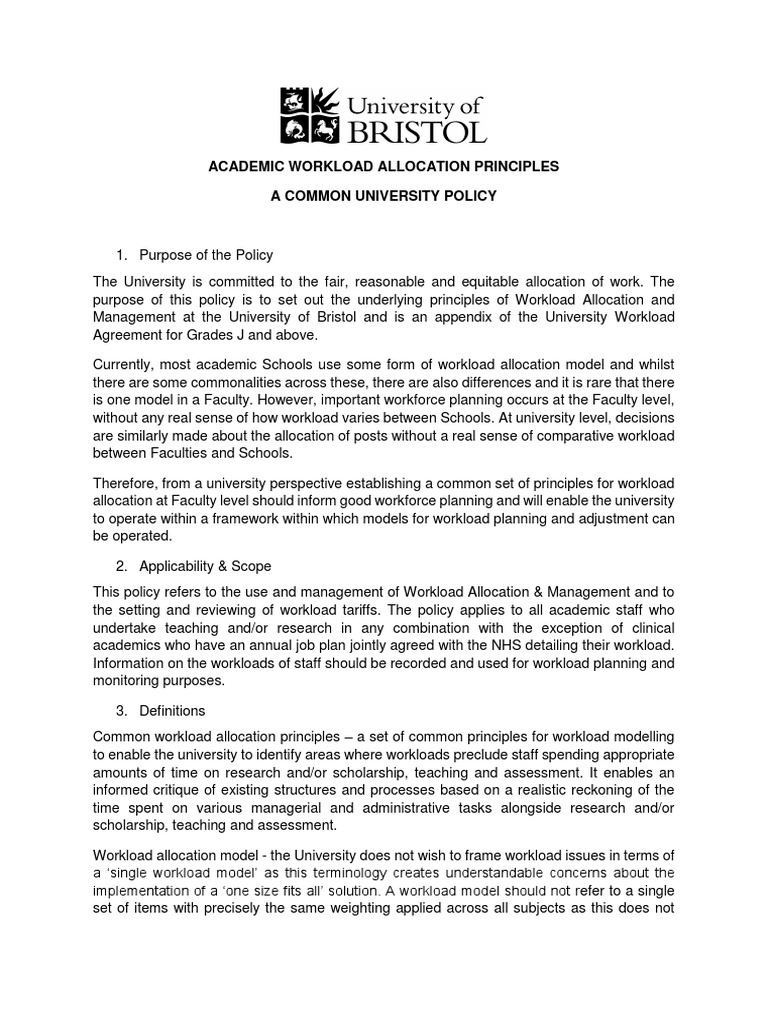 Academic Workload Allocation Principles A Common University Policy ...