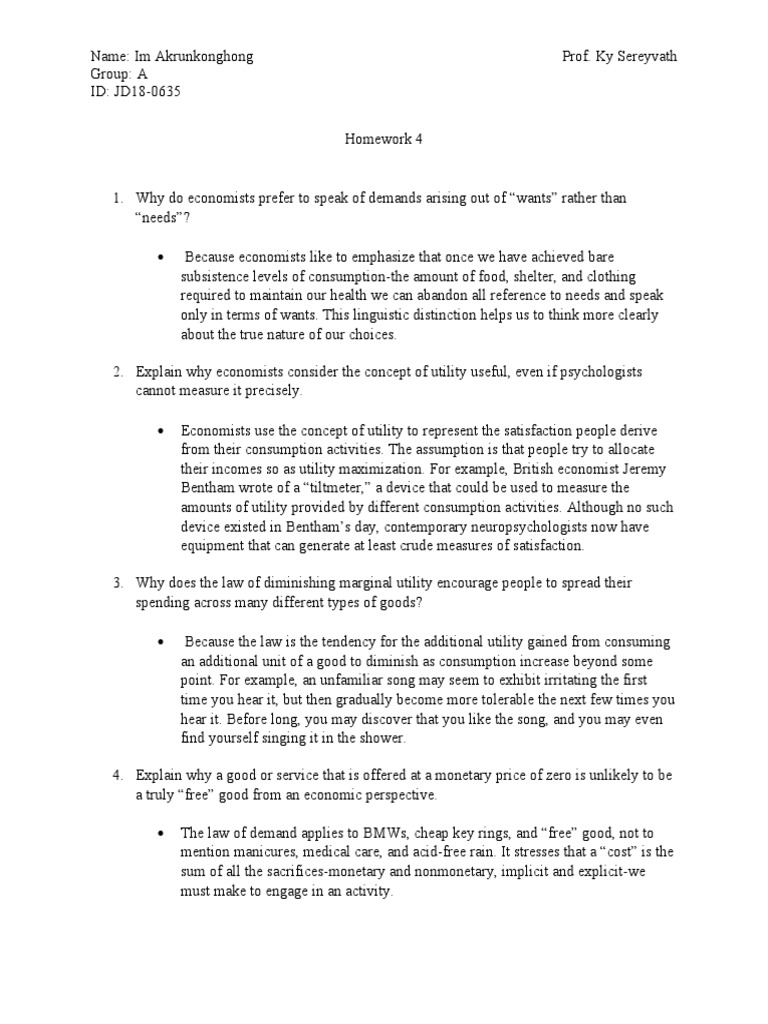 Homework 4 (Economics) | Download Free PDF | Utility | Economic Theories