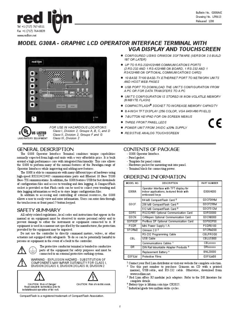 Model G308A - Graphic LCD Operator Interface Terminal With Vga Display ...
