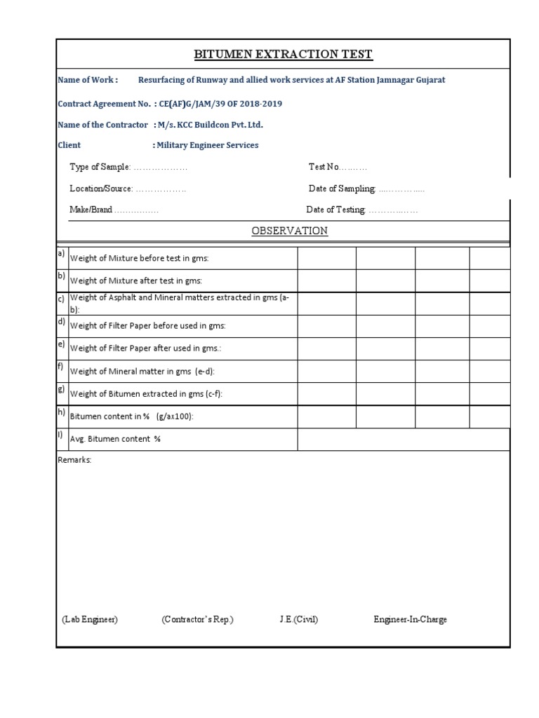 Bitumen Extraction Test: Observation | PDF | Building Engineering ...