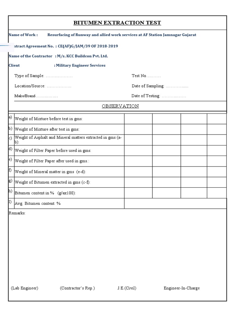 Bitumen Extraction Test: Observation | PDF | Physical Sciences | Materials