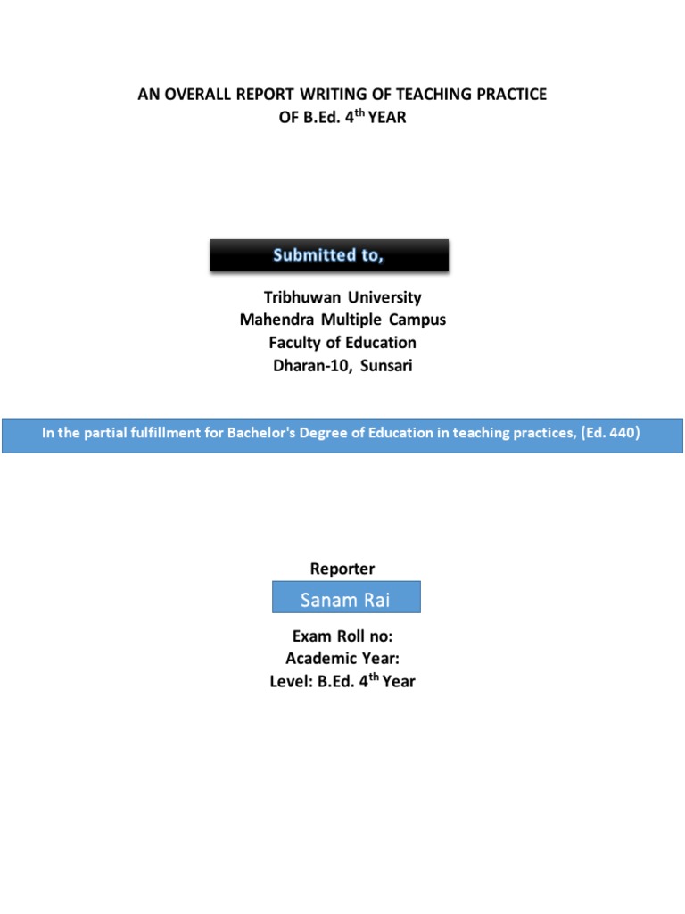 Report Writing of Teacing Practice | PDF | Test (Assessment) | Lesson Plan