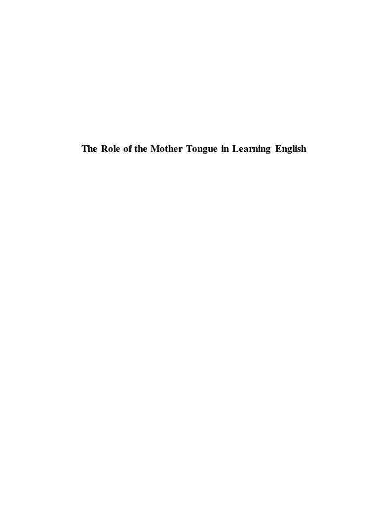 English Learning: Mother Tongue's Role | PDF | Second Language | Second ...