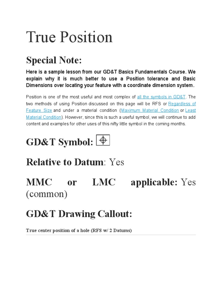 Control Location with True Position GD&T | PDF | Engineering Tolerance ...