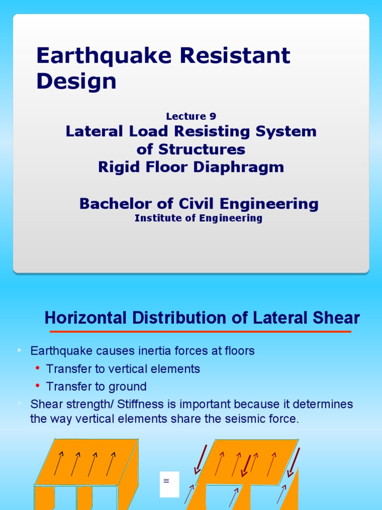 Lateral Load Resisting Systems of Structures with Rigid Floor ...