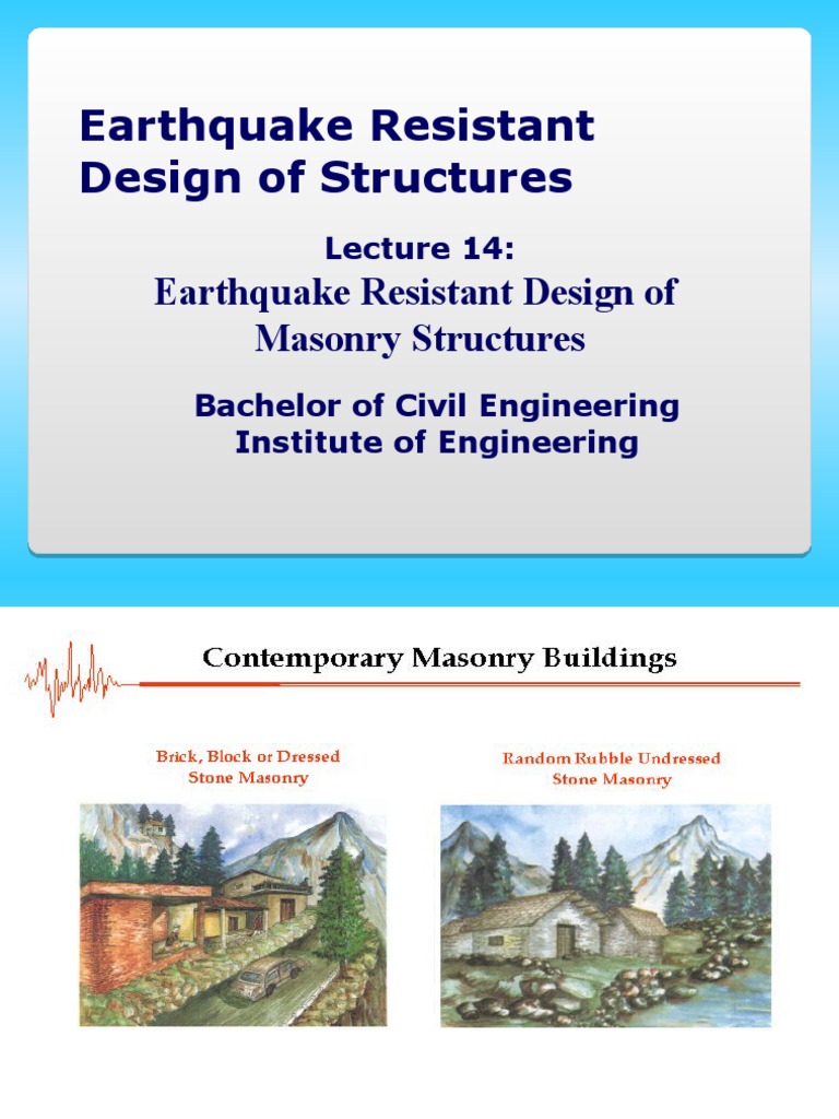 Earthquake Resistant Design of Masonry Structures | PDF | Truss | Masonry