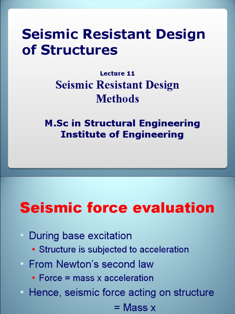 SRDS Lecture 11 Earthquake Resistant Design Methods | PDF | Earthquake ...