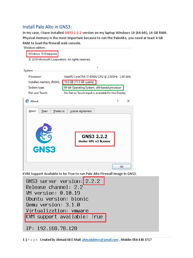 Install Palo Alto in GNS3:: Created by Ahmad Ali E-Mail:, Mobile: 056 430 3717 | PDF | 64 Bit ...