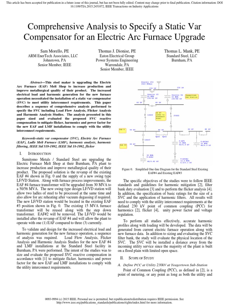 Comprehensive Analysis To Specify A Static Var Compensator For An ...